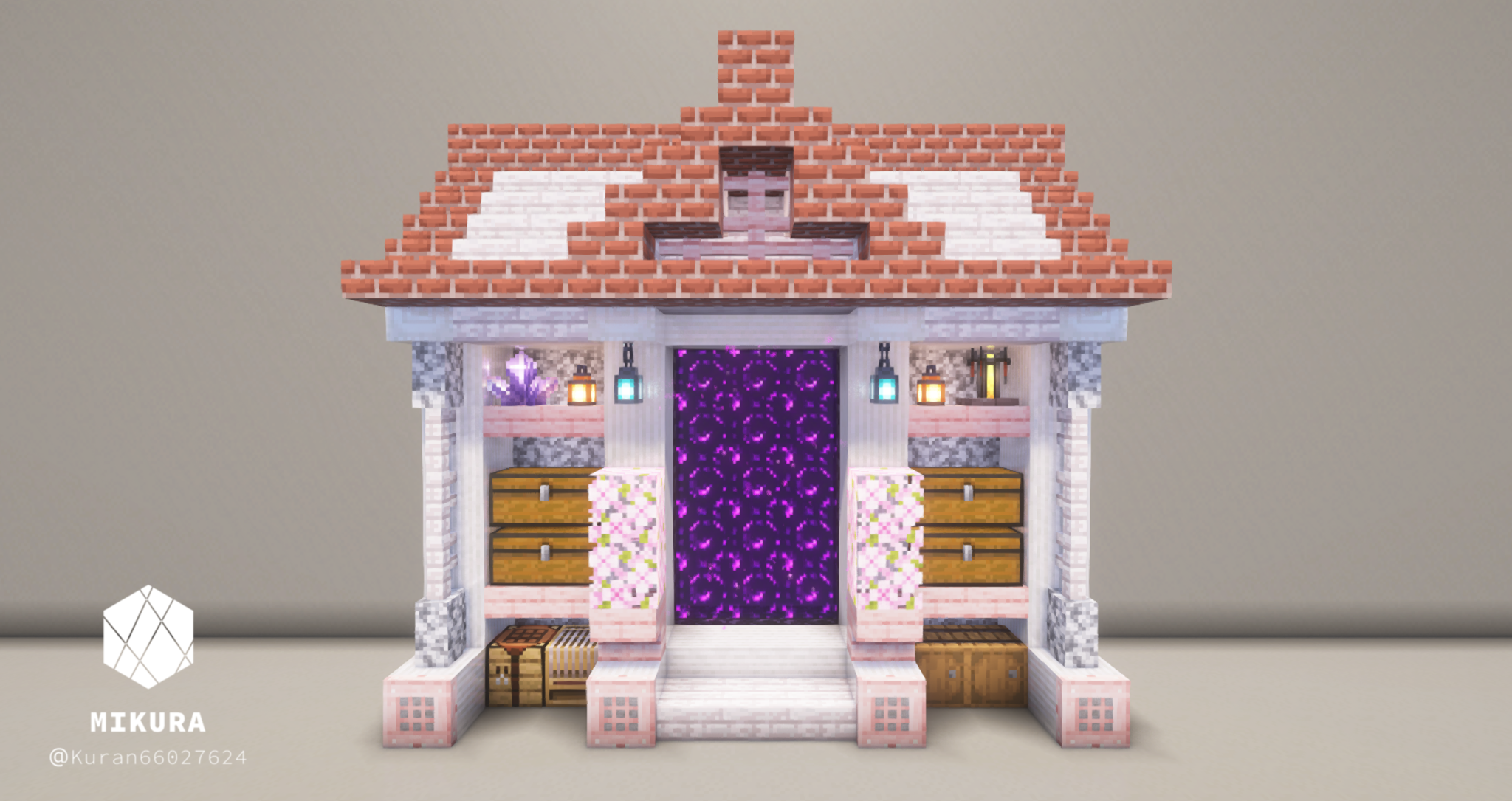 【Minecraft】収納のあるネザーゲートデザイン - Minecraft 装飾屋さん