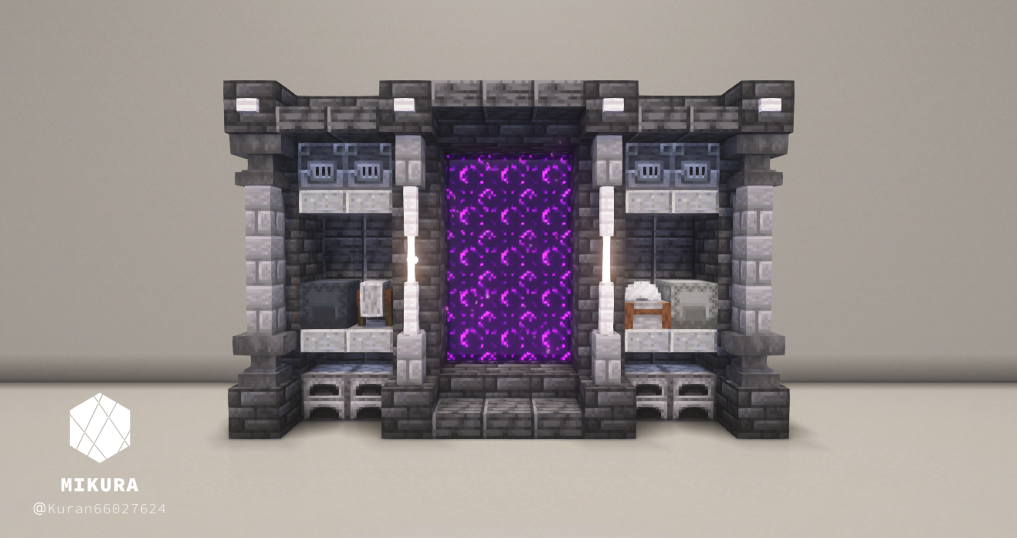 【Minecraft】収納のあるネザーゲートデザイン - Minecraft 装飾屋さん
