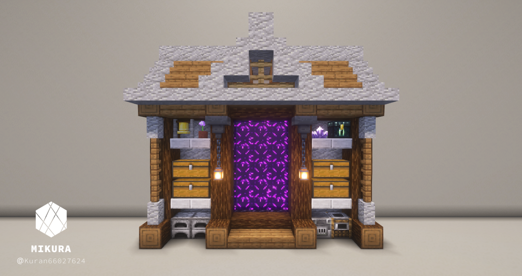 【Minecraft】収納のあるネザーゲートデザイン - Minecraft 装飾屋さん